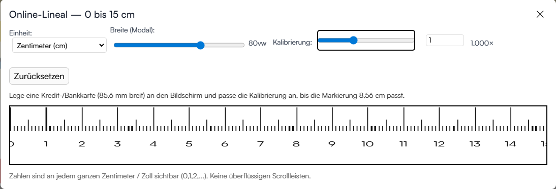 Lineal Online - Online Rechner